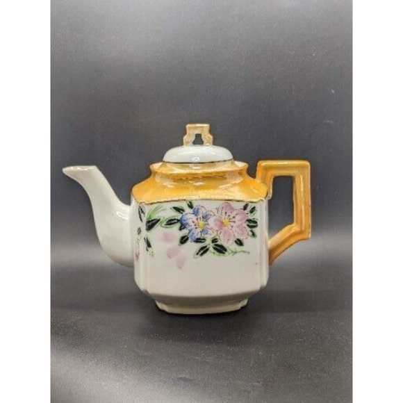 Kitchen | Lusterware Tea Pot Peach White Hand Painted Flowers Teapot ...